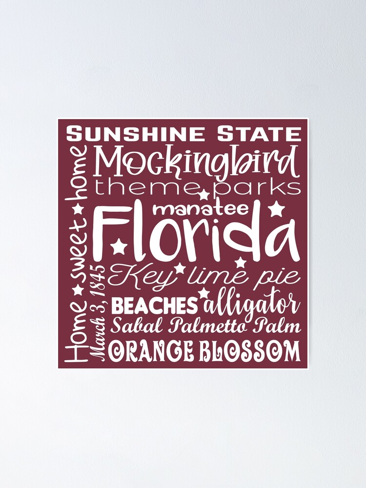 "Florida Word Cloud Typography" Poster for Sale by KrisSidDesigns ...