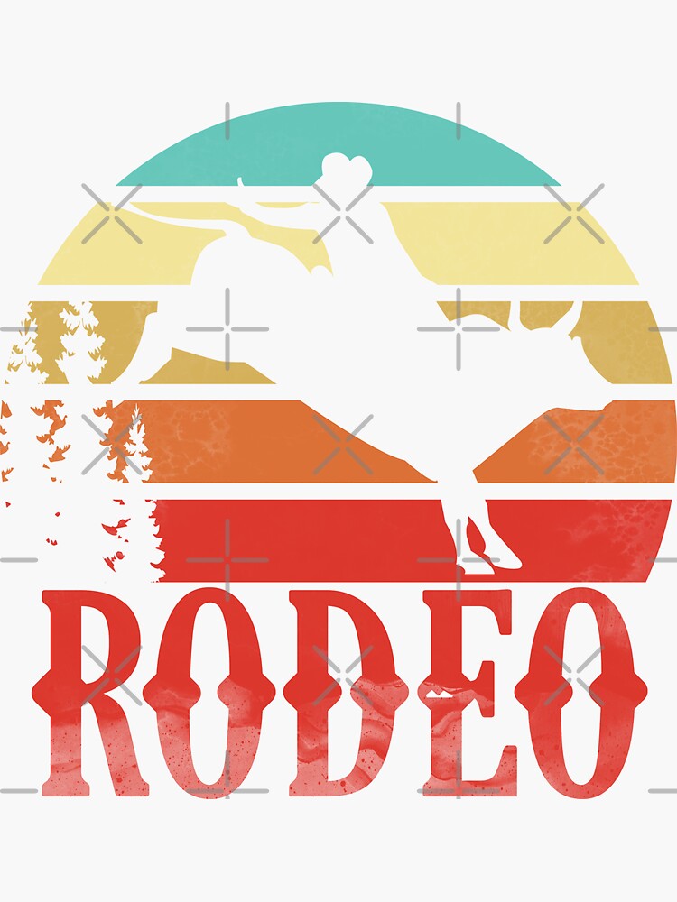 "Rodeo bullocks Riding Vintage Sunset Cowboy for Men Women" Sticker by ...