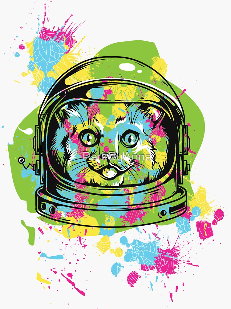 "Space Kitty" Sticker by ParkByAnna | Redbubble