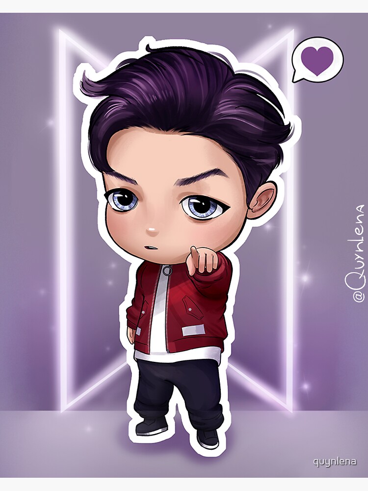 "RM - Tiny Tan BTS MIC DROP [art by Quynlena]" Sticker for Sale by ...