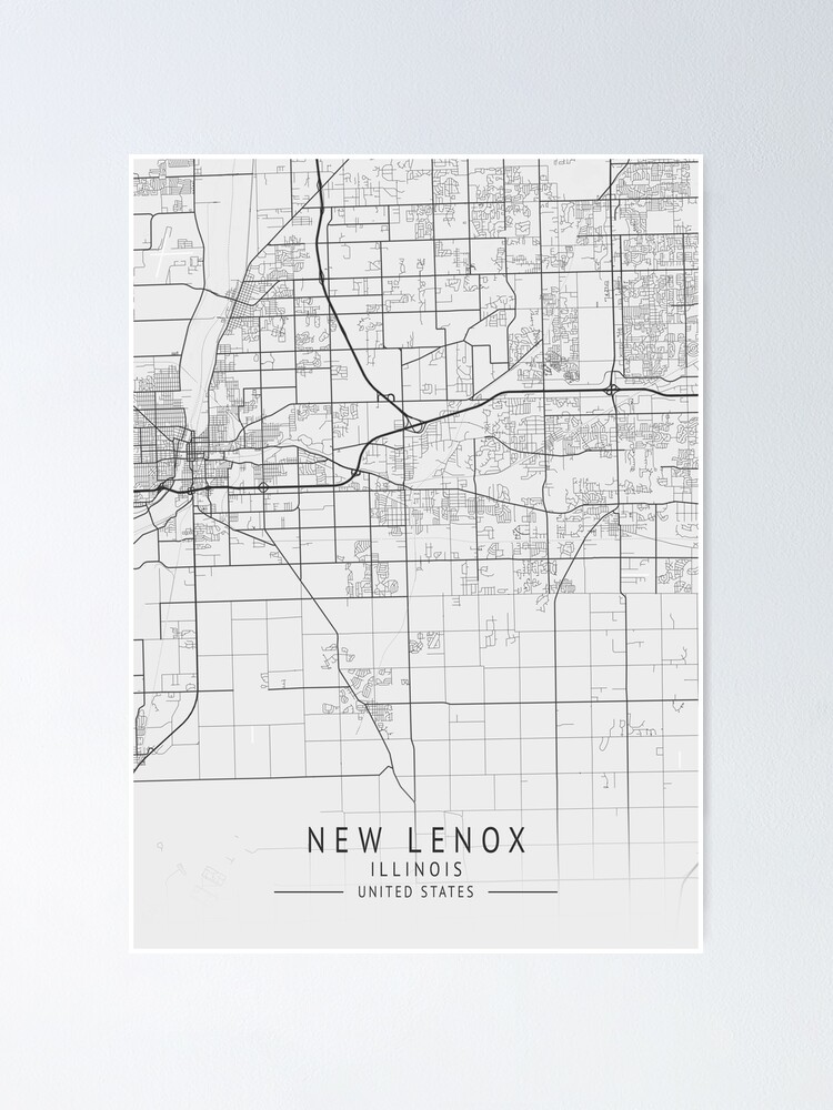 "New Lenox - Illinois - US Gray City Map" Poster for Sale by ctmapprint ...