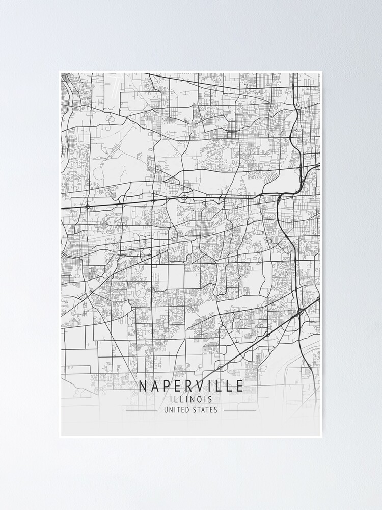 "Naperville - Illinois - US Gray City Map" Poster for Sale by ...
