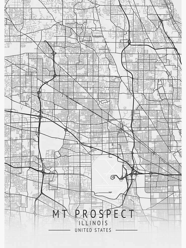 "Mt Prospect - Illinois - US Gray City Map" Sticker by ctmapprint ...