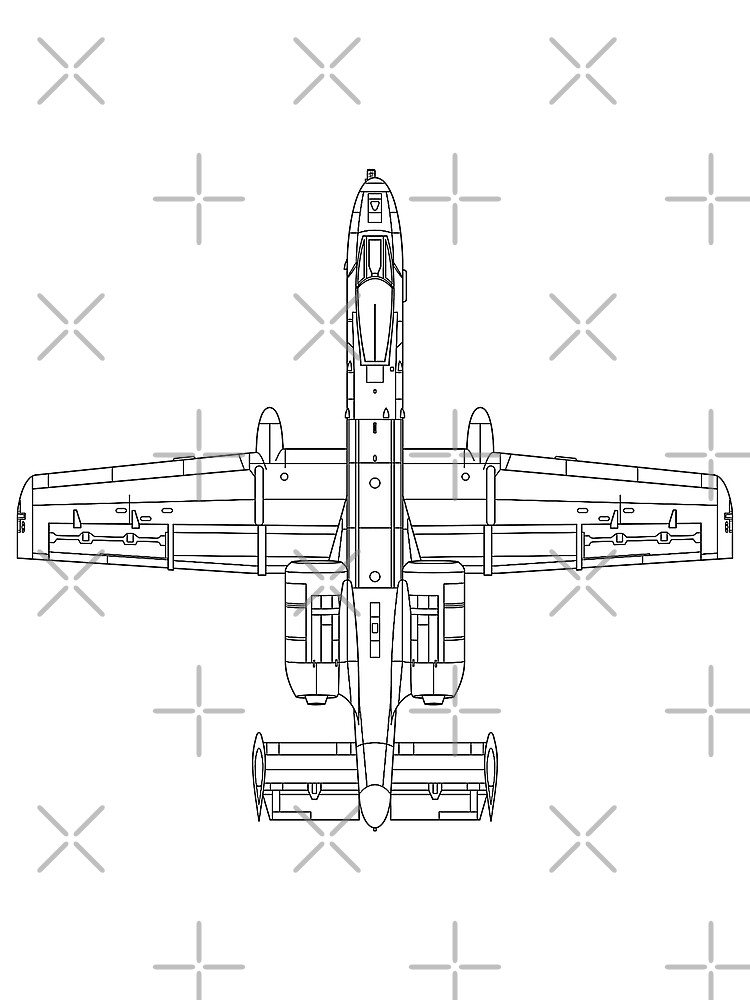 "Fairchild Republic A-10 Warthog Silhouette Top View" Art Print for ...