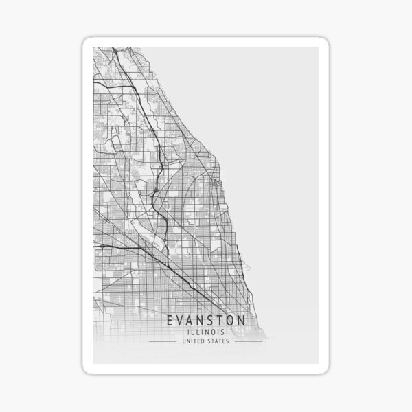 "Evanston - Illinois - US Gray City Map" Sticker by ctmapprint | Redbubble