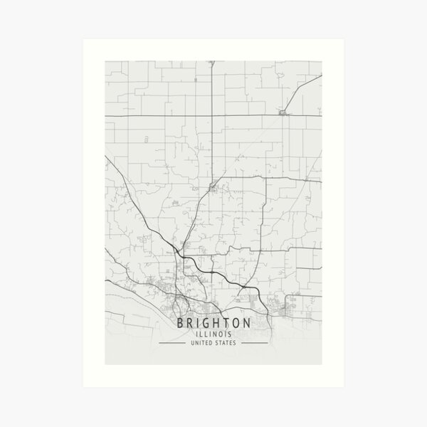 "Brighton - Illinois - US Gray City Map" Art Print for Sale by ...