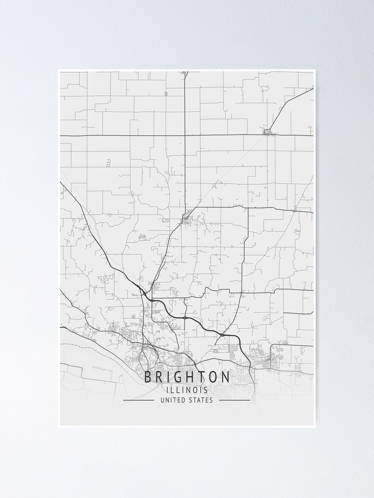"Brighton - Illinois - US Gray City Map" Poster for Sale by ctmapprint ...