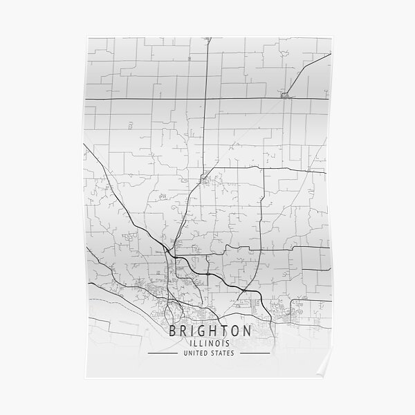 "Brighton - Illinois - US Gray City Map" Poster for Sale by ctmapprint ...