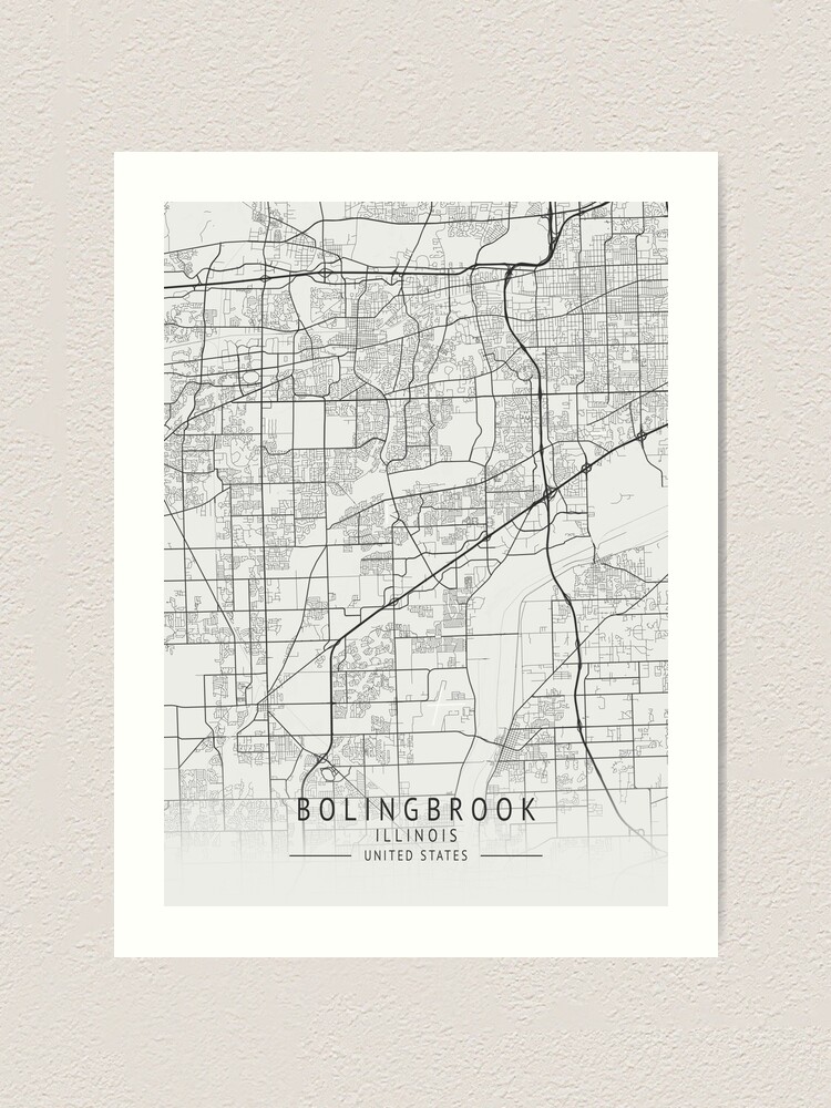 "Bolingbrook - Illinois - US Gray City Map" Art Print by ctmapprint ...