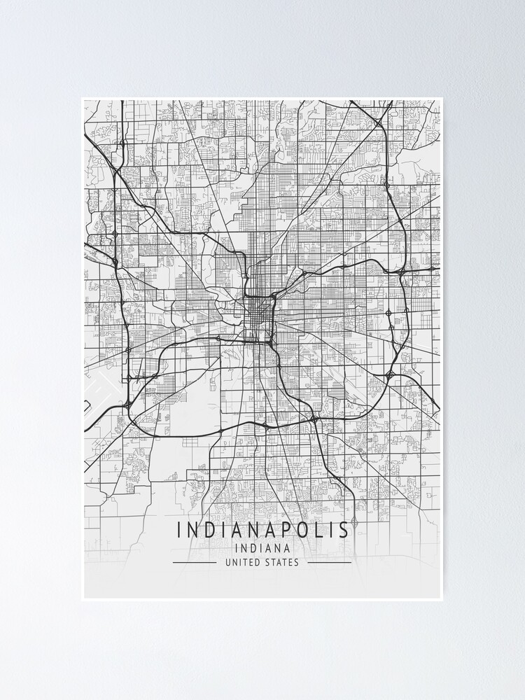 "Indianapolis - Indiana - US Gray City Map" Poster by ctmapprint ...