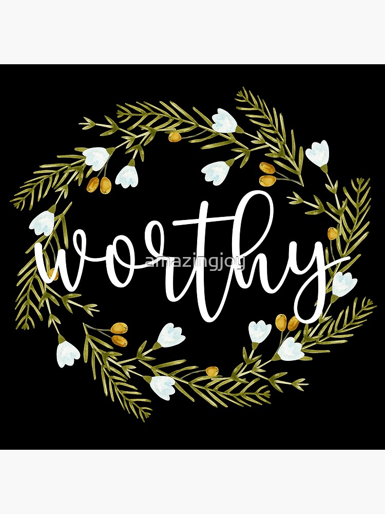 "You Are Worthy Wreath White Calligraphy" Poster for Sale by amazingjoy ...