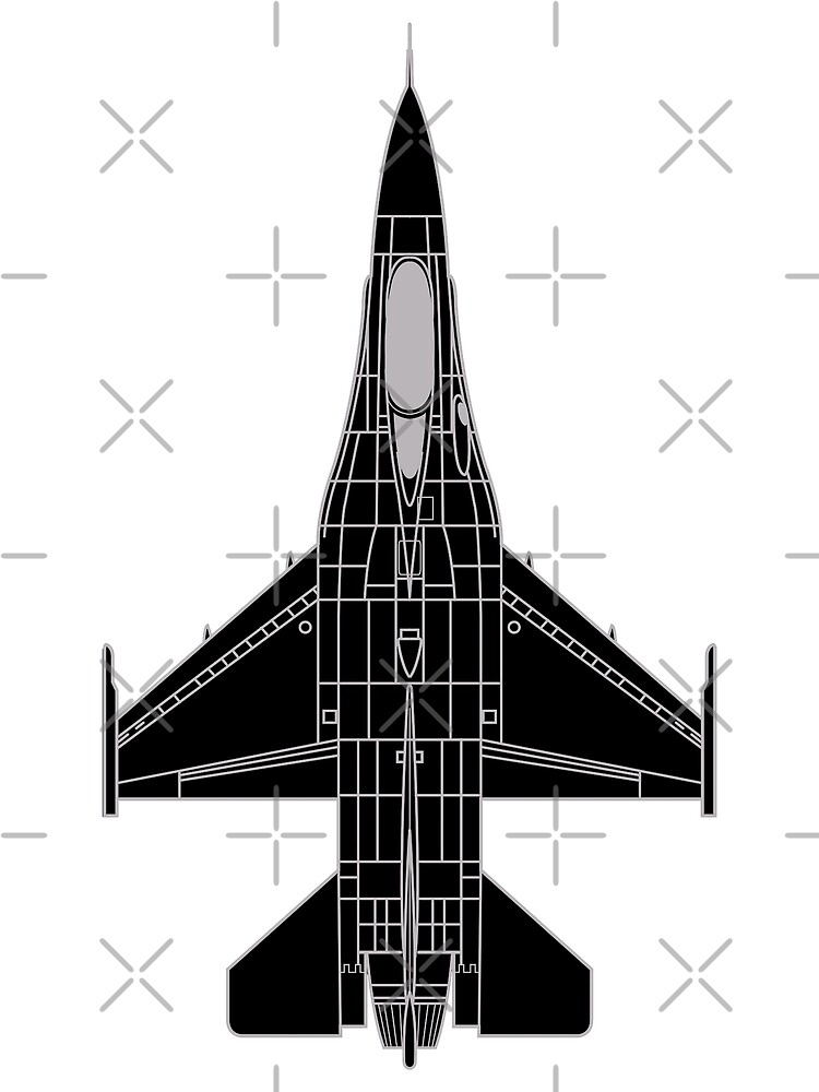"F-16 Fighting Falcon Silhouette Top View Black" Photographic Print by ...