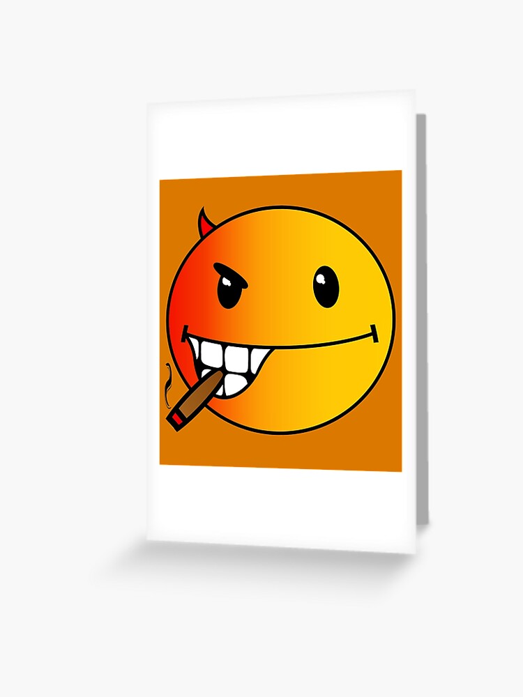 "Half Good & Half Evil Smiley Face" Greeting Card for Sale by RawSunArt ...