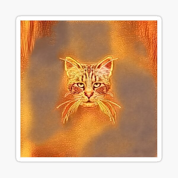 "Golden Cat #Art" Sticker for Sale by blackhalt | Redbubble