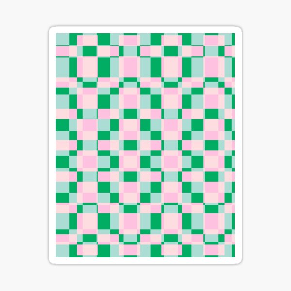 "Modern Checkerboard in Pink and Green " Sticker for Sale by ...