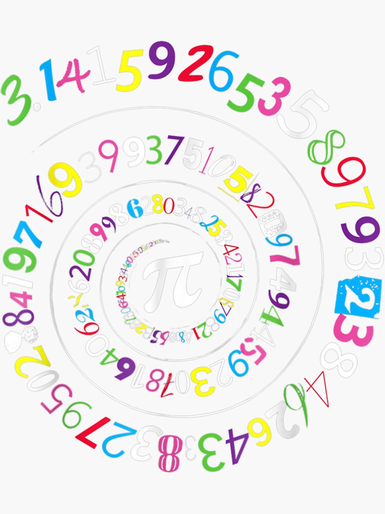 "Pi Day Spiral Pi Color Numbers Teacher Student " Sticker by emeliaaqo ...