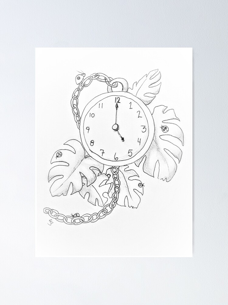 "Pocket Watch and Monstera Artwork by Jolene Edwards" Poster for Sale ...