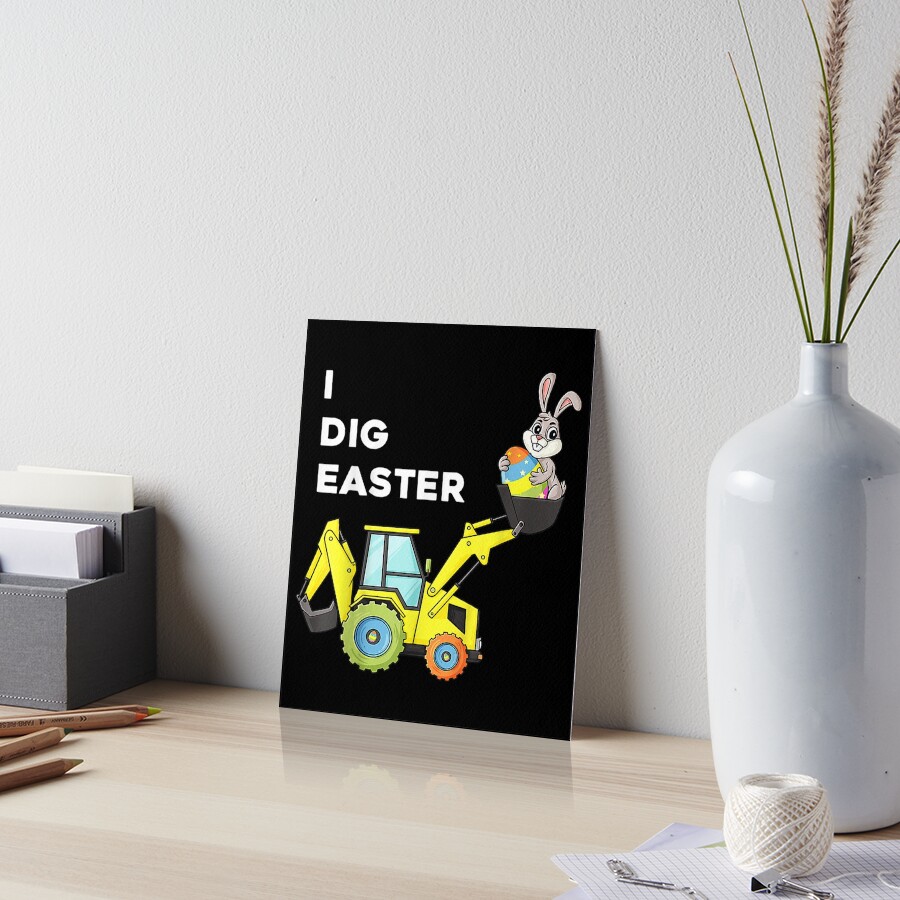 "Kids I Dig Easter Bunny Rabbit Eggs Tractor Toddler Boys " Art Board ...