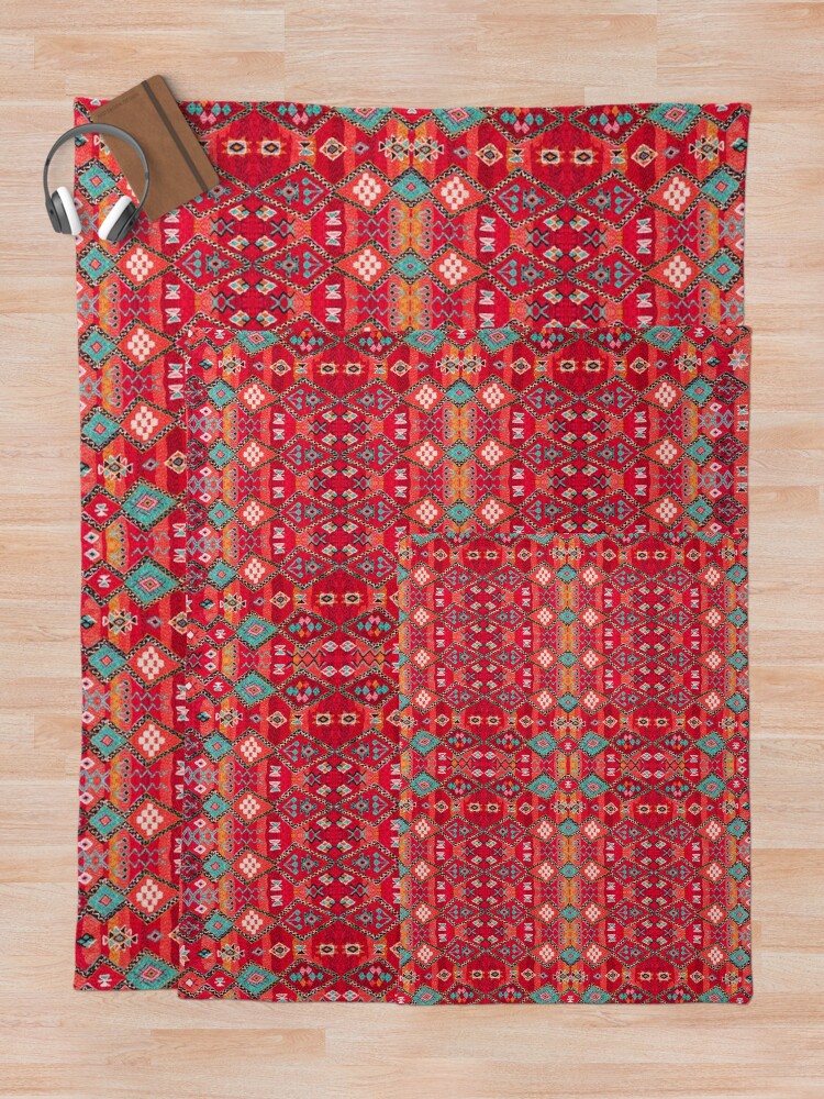 "Red Oriental Heritage Berber Colored Moroccan Style" Throw Blanket for ...