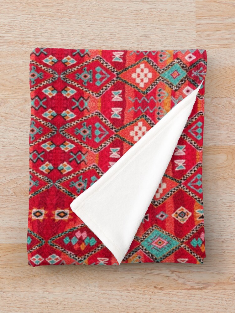 "Red Oriental Heritage Berber Colored Moroccan Style" Throw Blanket for ...