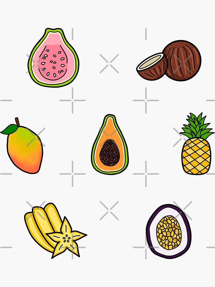 "Tropical Fruit" Sticker by CatieY | Redbubble