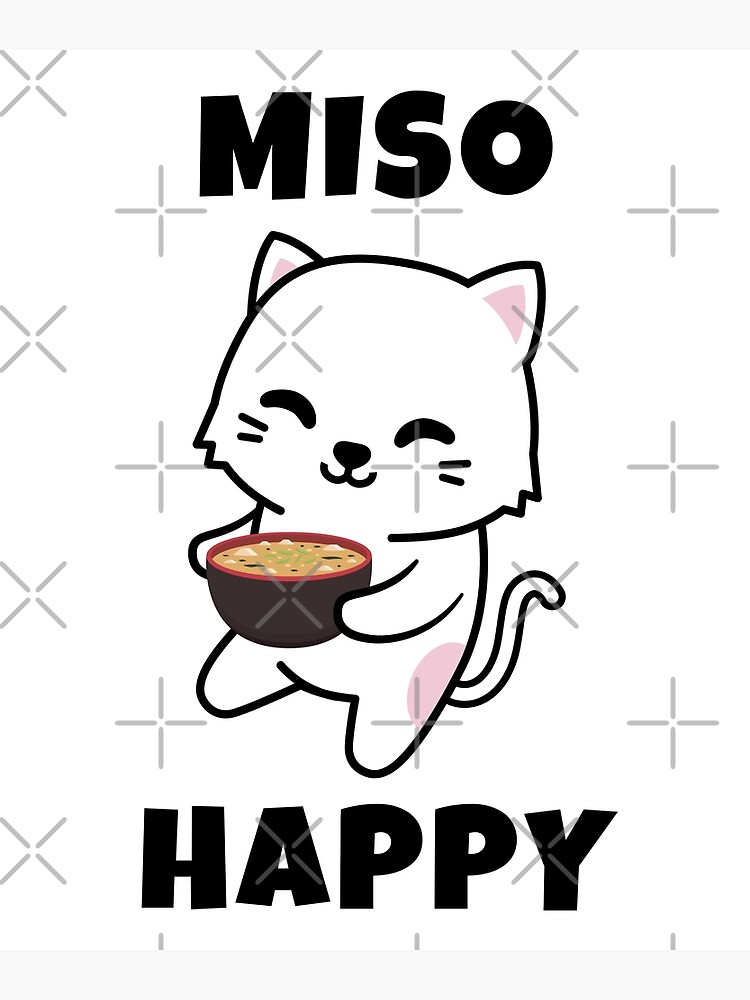 "Miso Happy - Cute Anime Cat Kawaii Pun" Photographic Print for Sale by ...