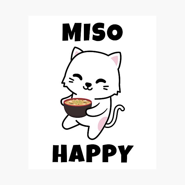"Miso Happy - Cute Anime Cat Kawaii Pun" Photographic Print for Sale by ...
