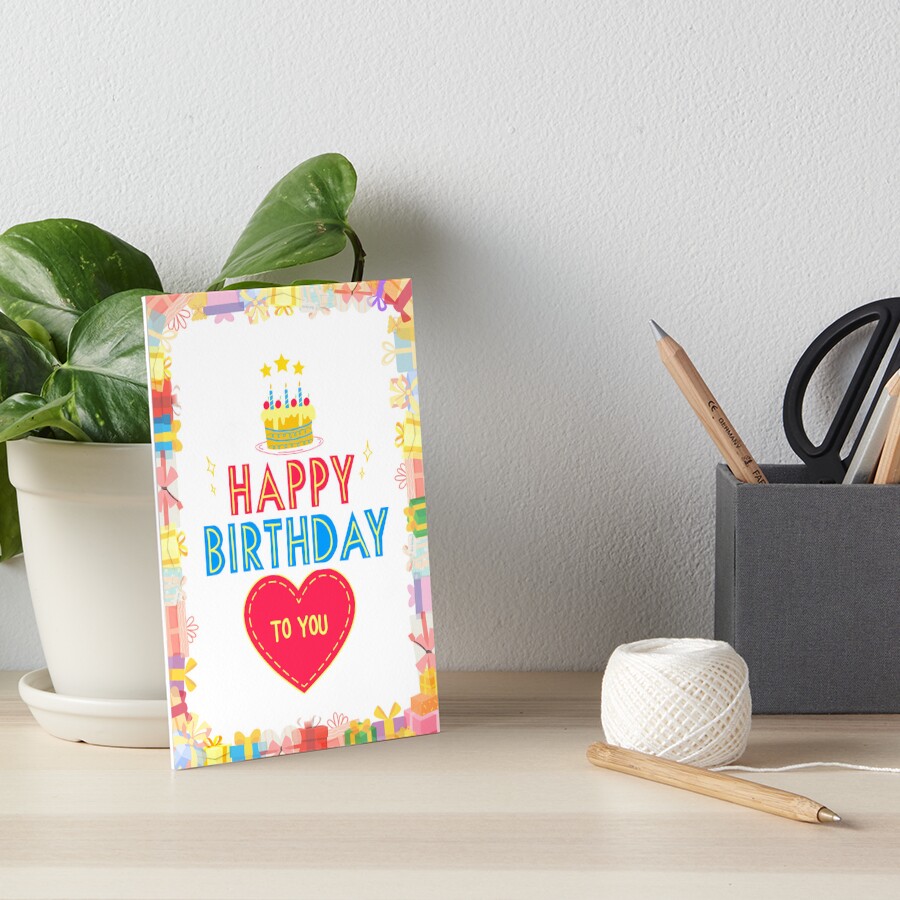 " Happy Birthday Card, HBD, Red Heart Love congratulation card" Art ...