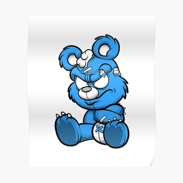 "Grumpy Blue Teddy Bear" Poster for Sale by GraphicCode | Redbubble