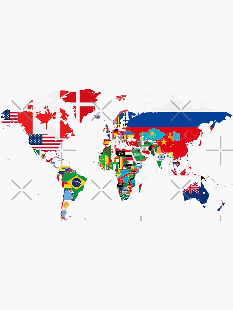 "International World Flags Funny Flags World Map" Sticker for Sale by ...
