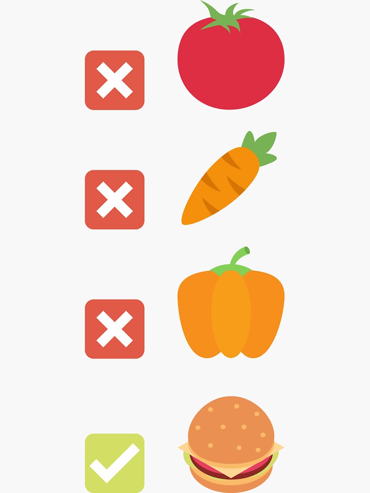 "No vegetables but burgers" Sticker by D-Marty | Redbubble