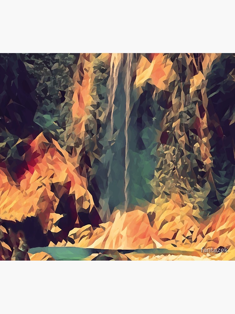 "Waterfall and hills colored with crystals" Poster for Sale by fantazek ...