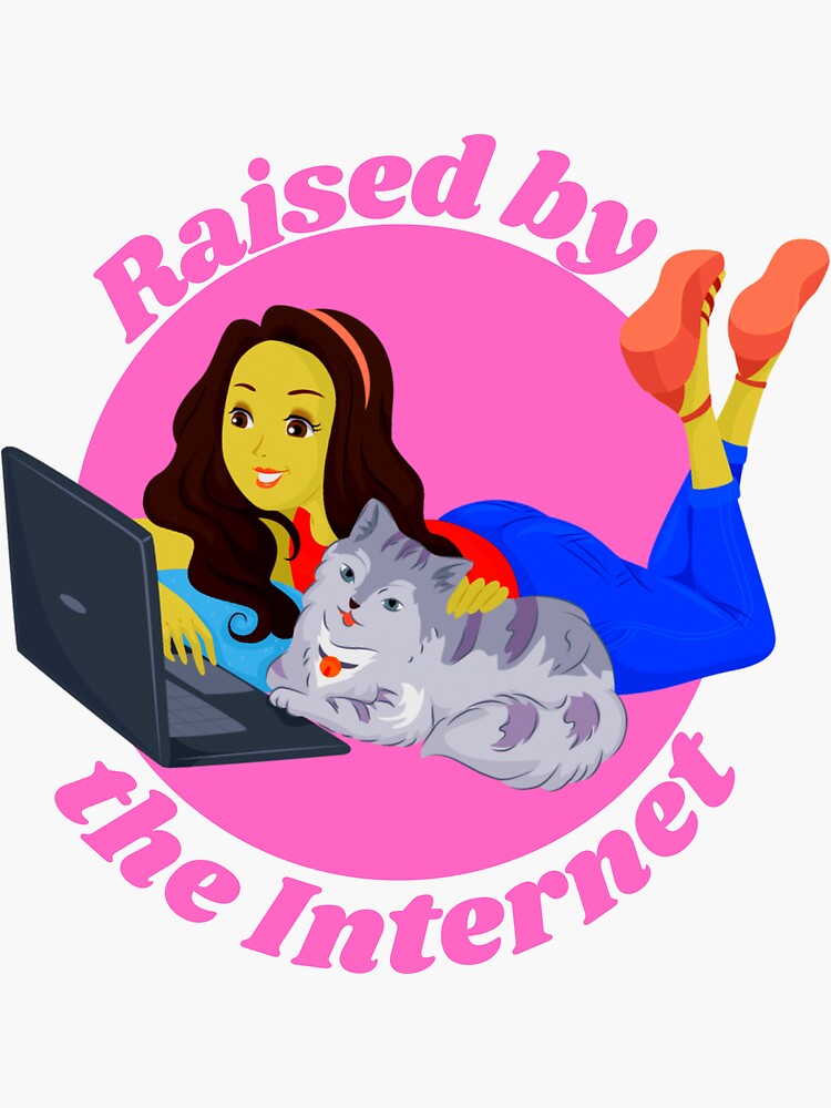 "Raised by the Internet - A Girl Surfing the Internet" Sticker for Sale ...