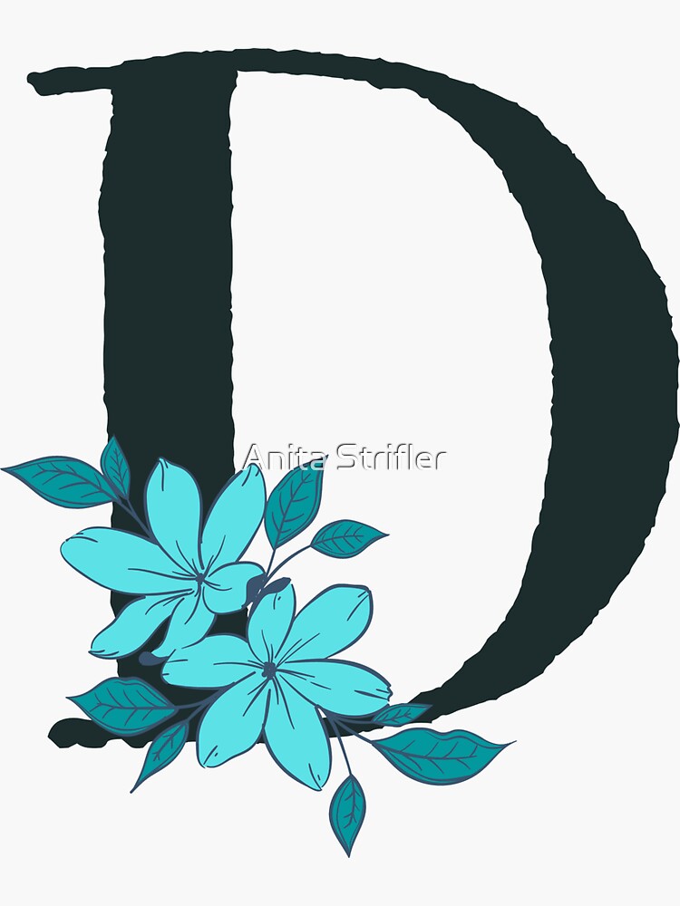 "Blue floral D monogram" Sticker for Sale by anitastrifler | Redbubble