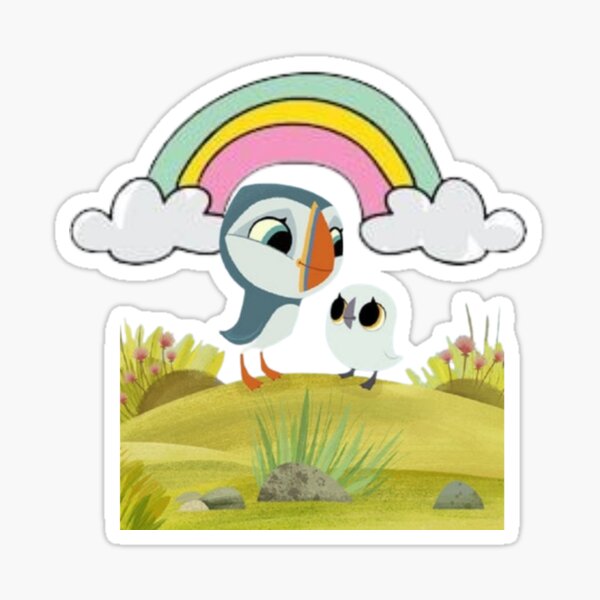 "Puffin Rock rainbow" Sticker by Hr29 | Redbubble