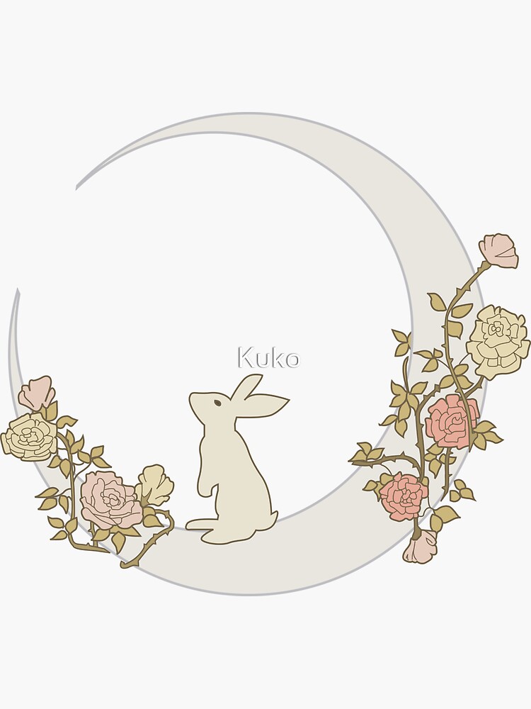 "Moon Rabbit" Sticker for Sale by Kuko | Redbubble