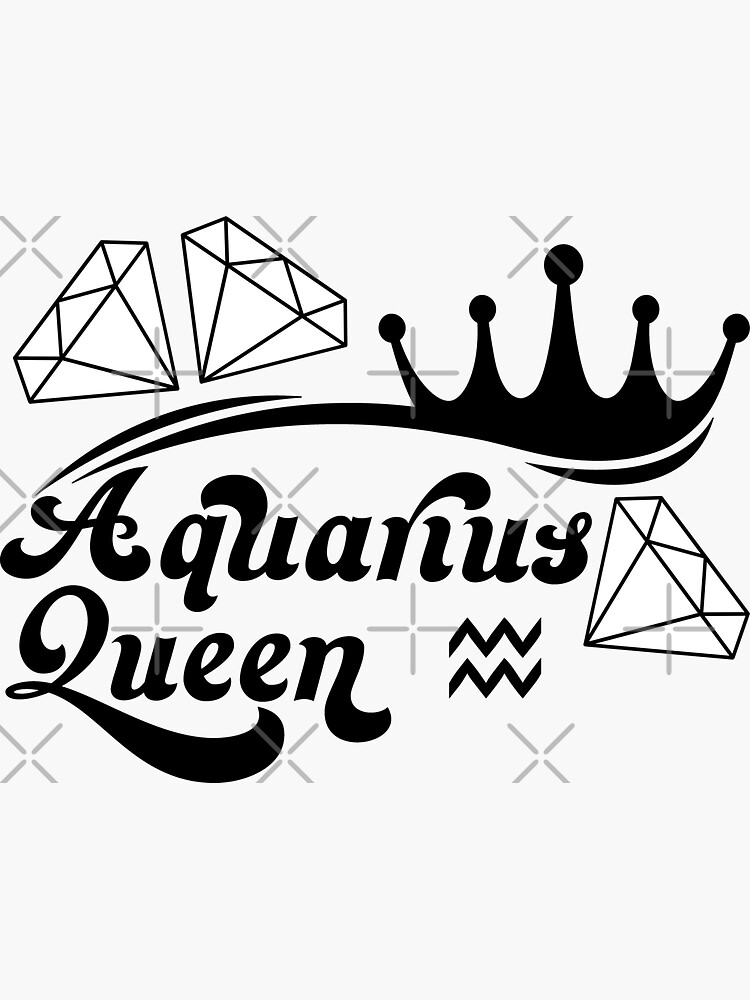 "Aquarius Queen | Zodiac sign | Crown and Diamonds Illustration ...