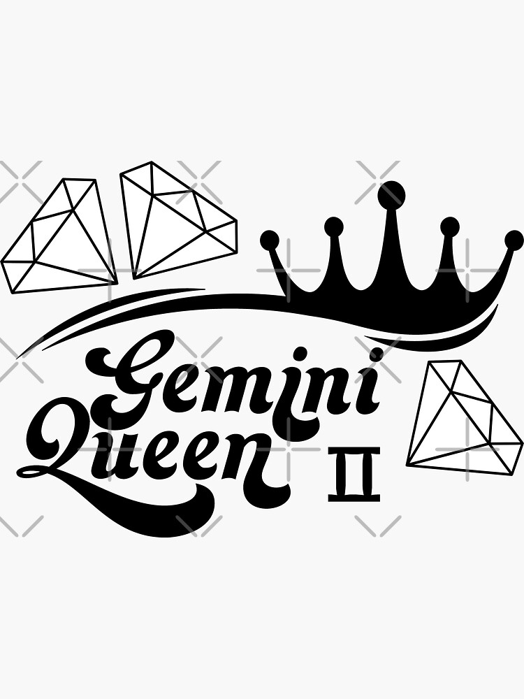 "Gemini Queen | Zodiac sign | Crown and Diamonds Illustration" Sticker ...