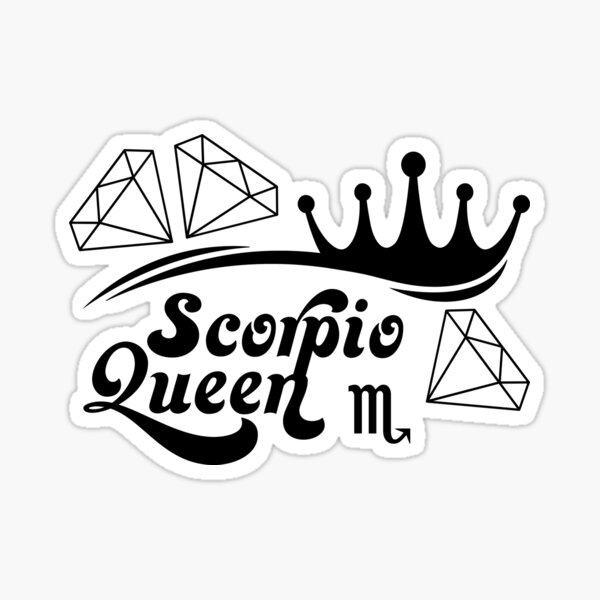 "Scorpio Queen | Zodiac sign | Crown and Diamonds Illustration" Sticker ...