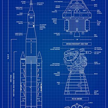 "Space Launch System (SLS) Artemis Program (Blueprint Vertical)" Poster ...