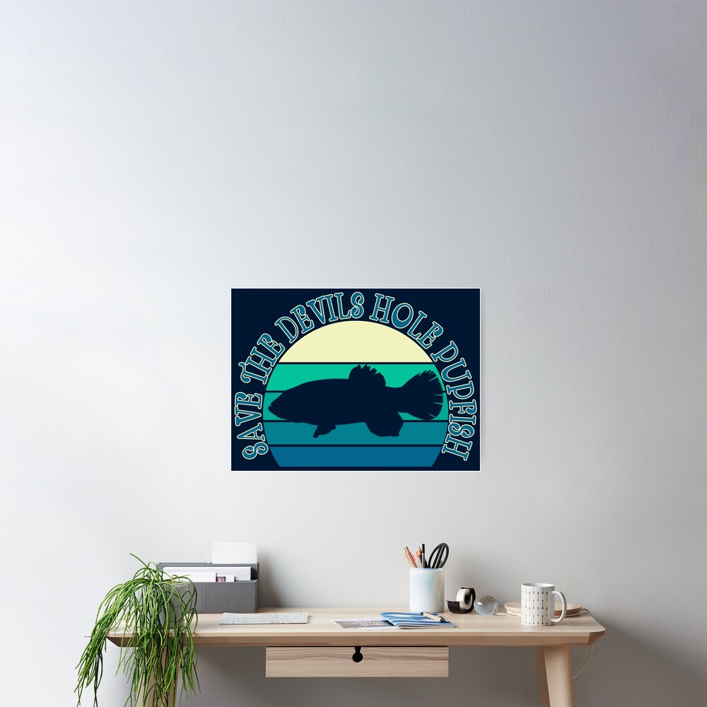 "Save the devils hole pupfish, silhouette retro sun design." Poster by ...