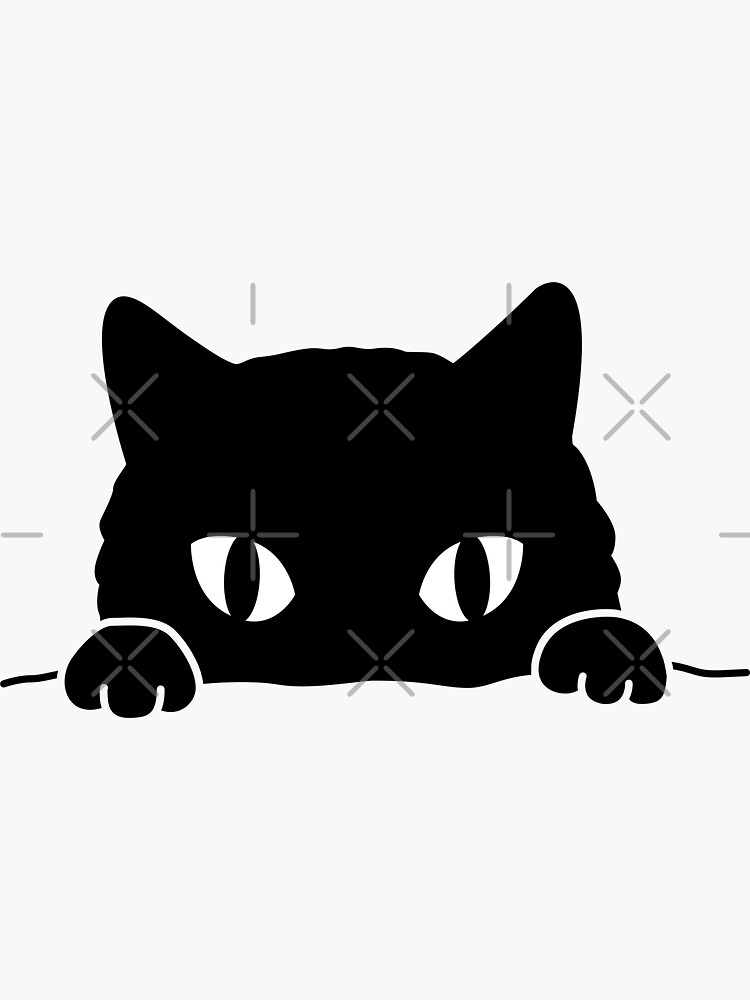 " Peeking black kitty cat Silhouette" Sticker by smileystore01 | Redbubble