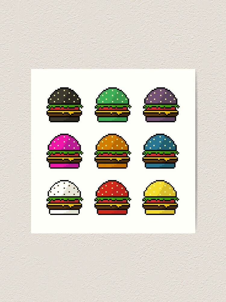 "Colorful Burgers | 8 Bit Pixel Art" Art Print for Sale by Mutism-Merch ...