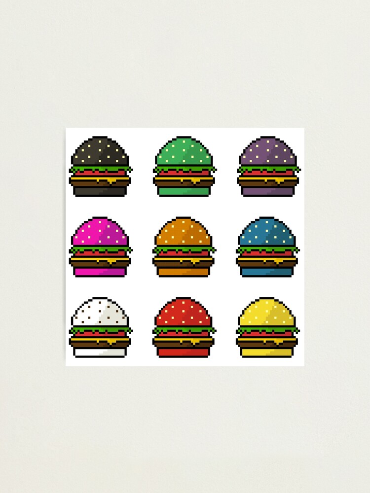 "Colorful Burgers | 8 Bit Pixel Art" Photographic Print for Sale by ...