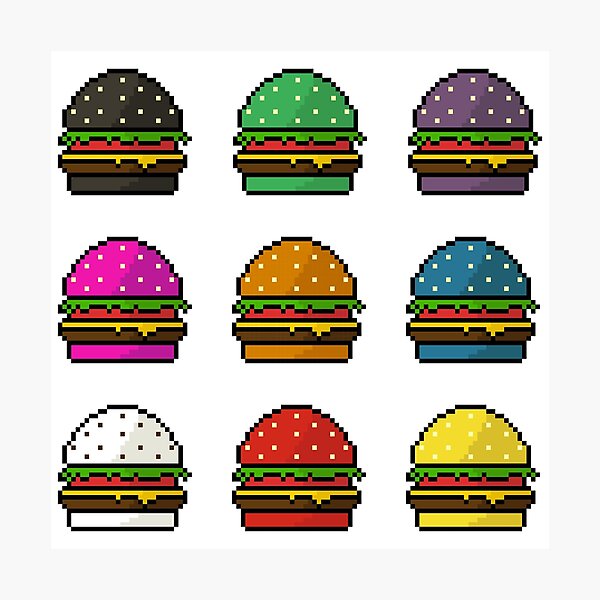 "Colorful Burgers | 8 Bit Pixel Art" Photographic Print for Sale by ...
