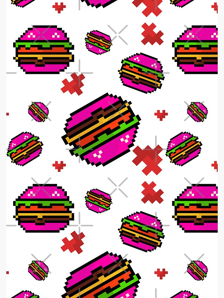 "Pink Burger | 8 Bit Pixel Art" Spiral Notebook by Mutism-Merch | Redbubble