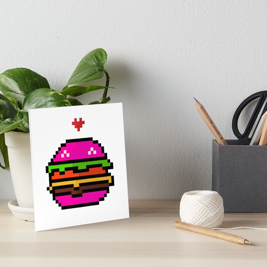 "Pink Burger | 8 Bit Pixel Art" Art Board Print by Mutism-Merch | Redbubble
