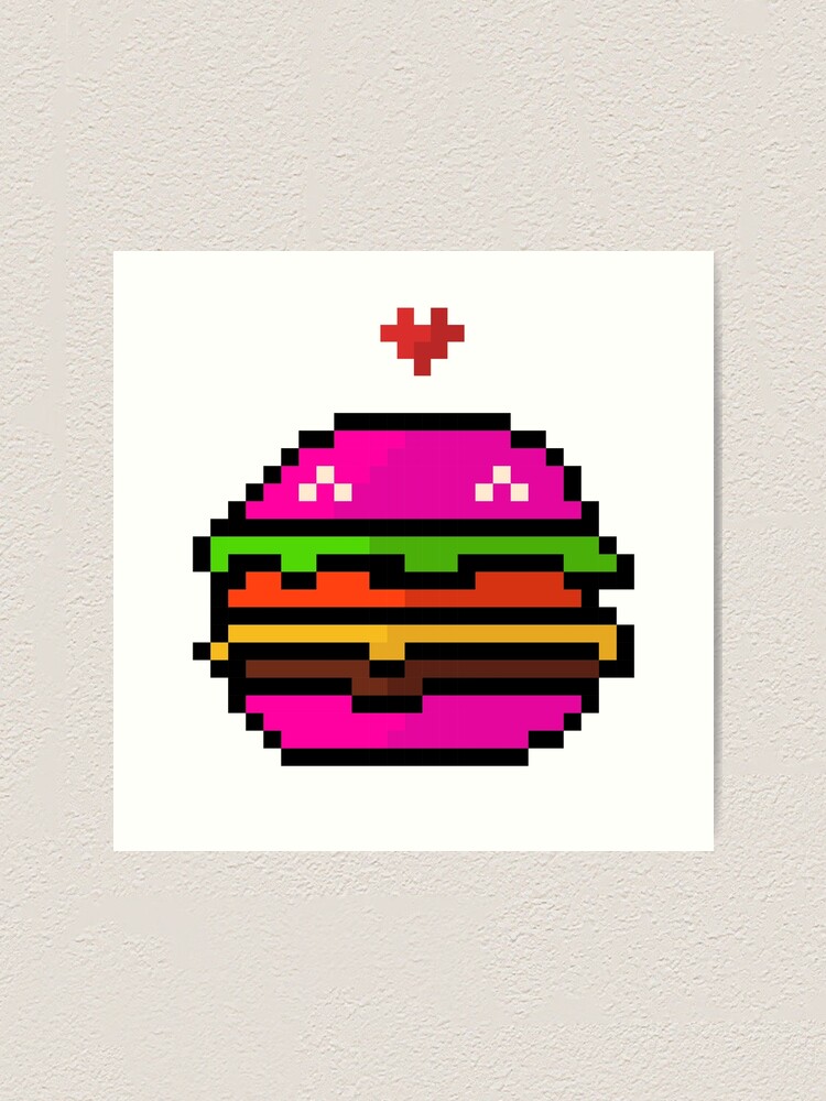 "Pink Burger | 8 Bit Pixel Art" Art Print by Mutism-Merch | Redbubble