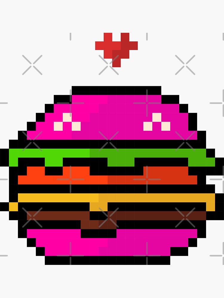 "Pink Burger | 8 Bit Pixel Art" Sticker for Sale by Mutism-Merch ...