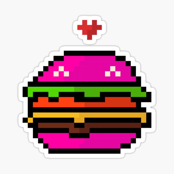 "Pink Burger | 8 Bit Pixel Art" Sticker for Sale by Mutism-Merch ...